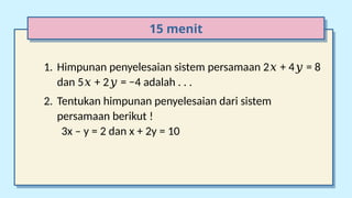 Ulangan Harian Matematika Sistem Persamaan Linier dua Variabel | PPTX