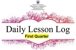 Daily Lesson Log front cover page....... | DOCX