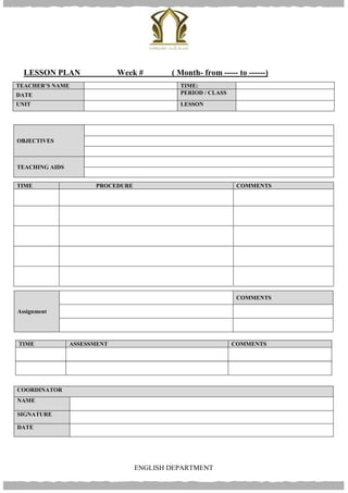 Daily lesson plan form | PDF