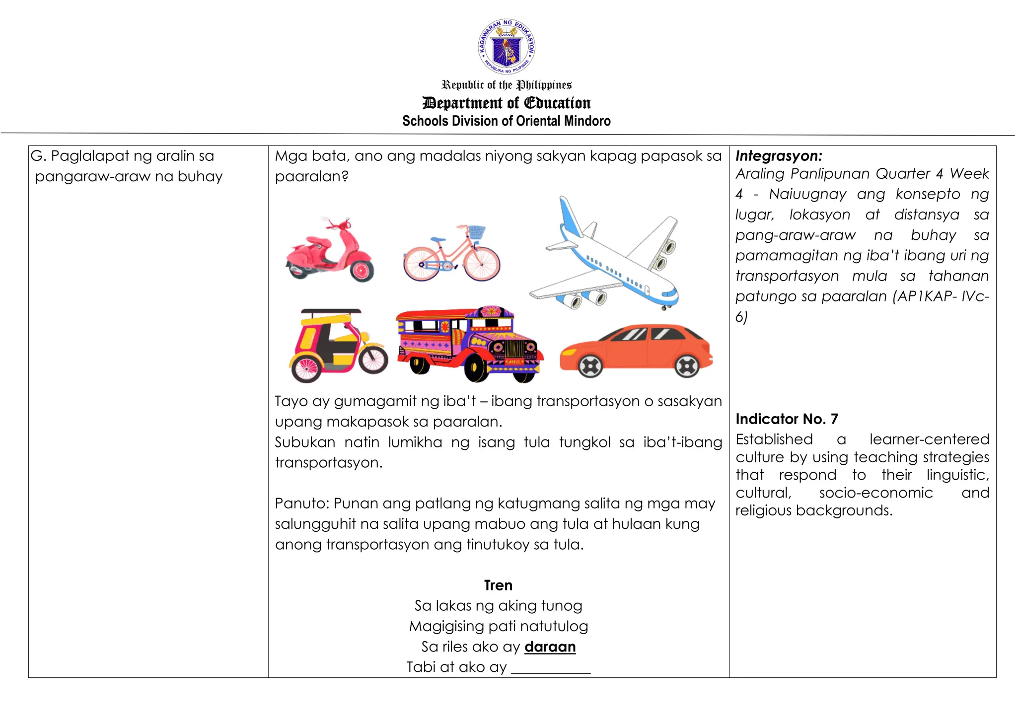 DAILY LESSON PLAN IN FILIPINO 1 - QUARTER 4 - WEEK 1 - MGA SALITANG ...