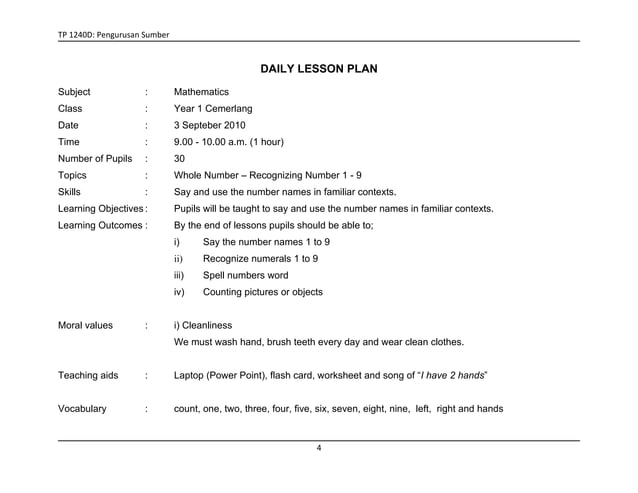 Daily lesson plan math (tm) | PPT