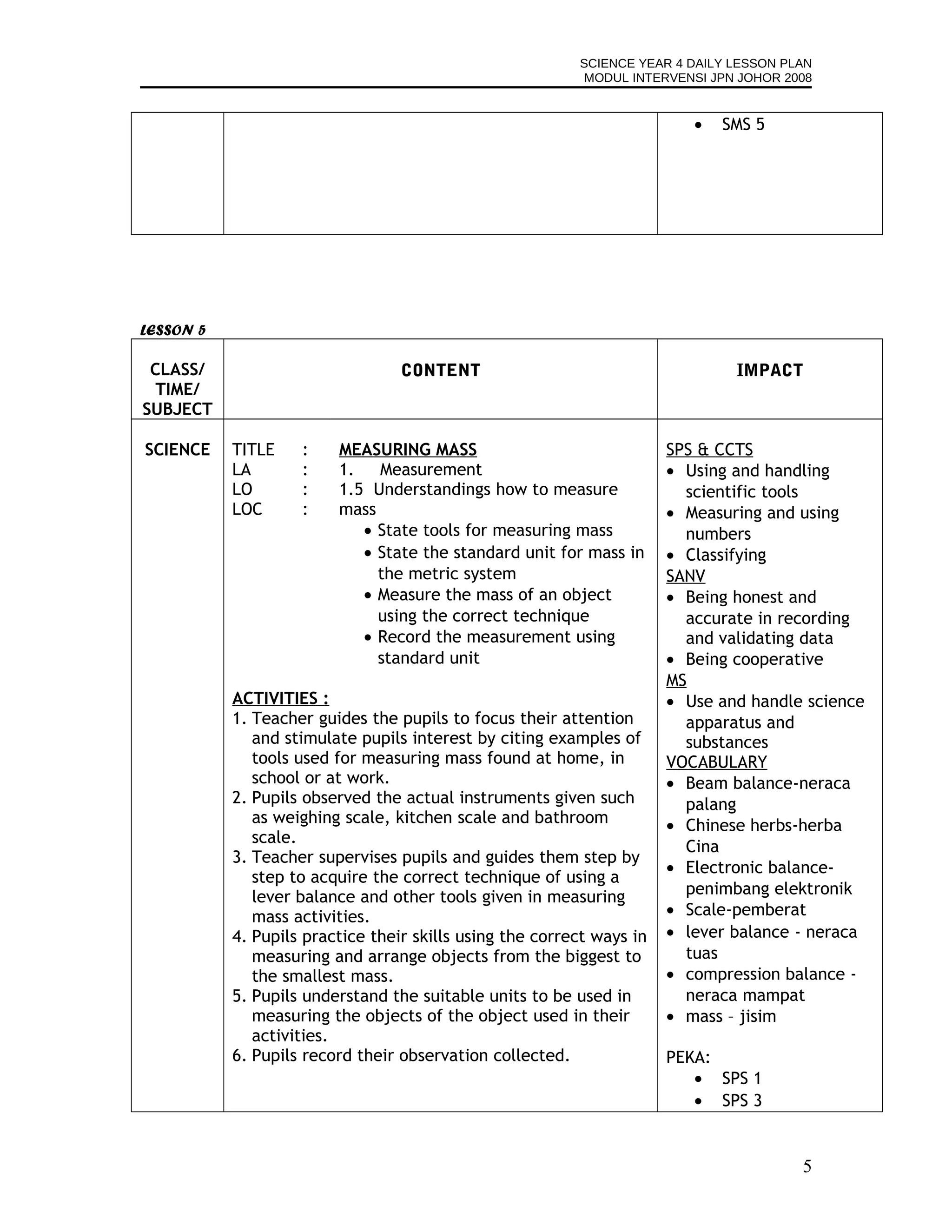 Daily lesson plan_year_4[1] | DOC