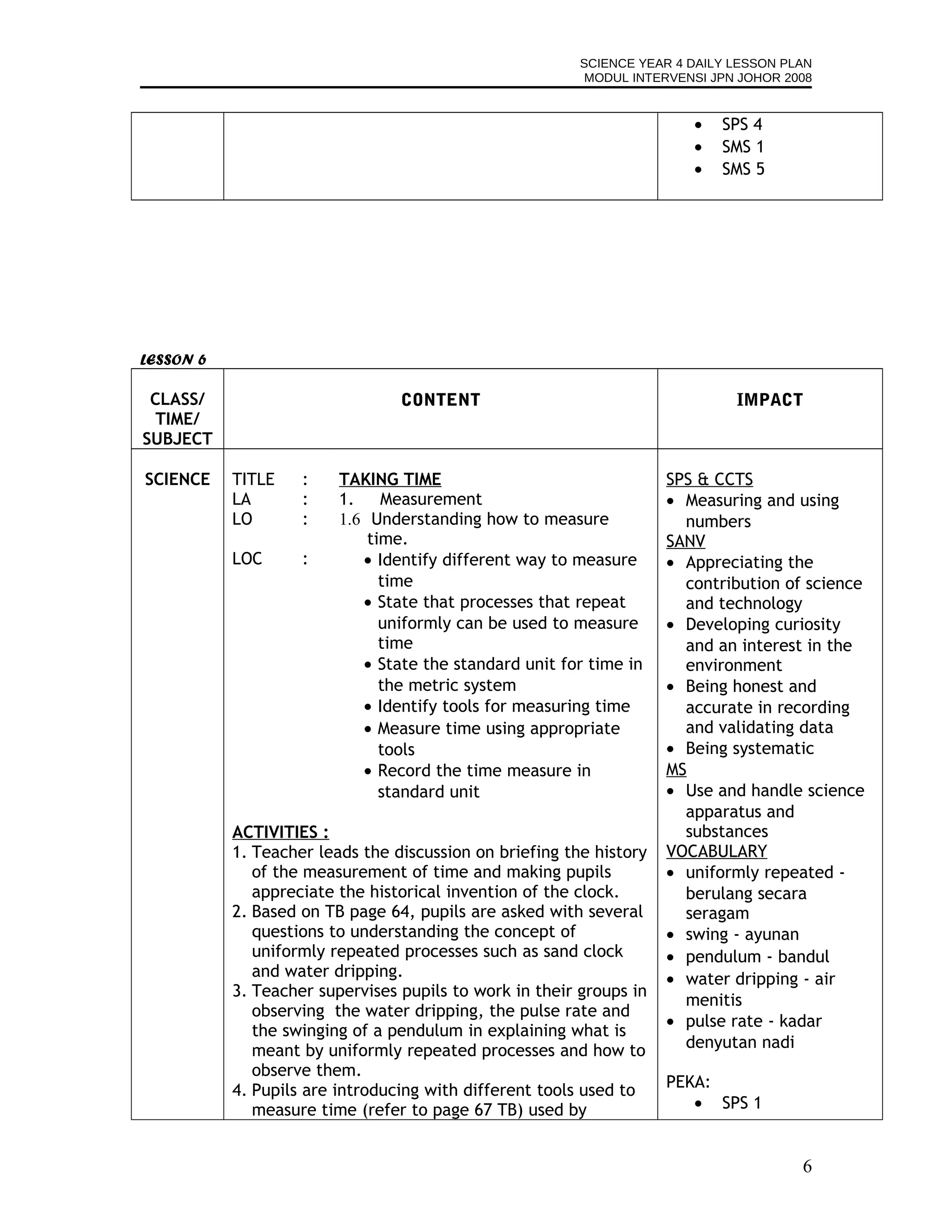 Daily lesson plan_year_4[1] | DOC