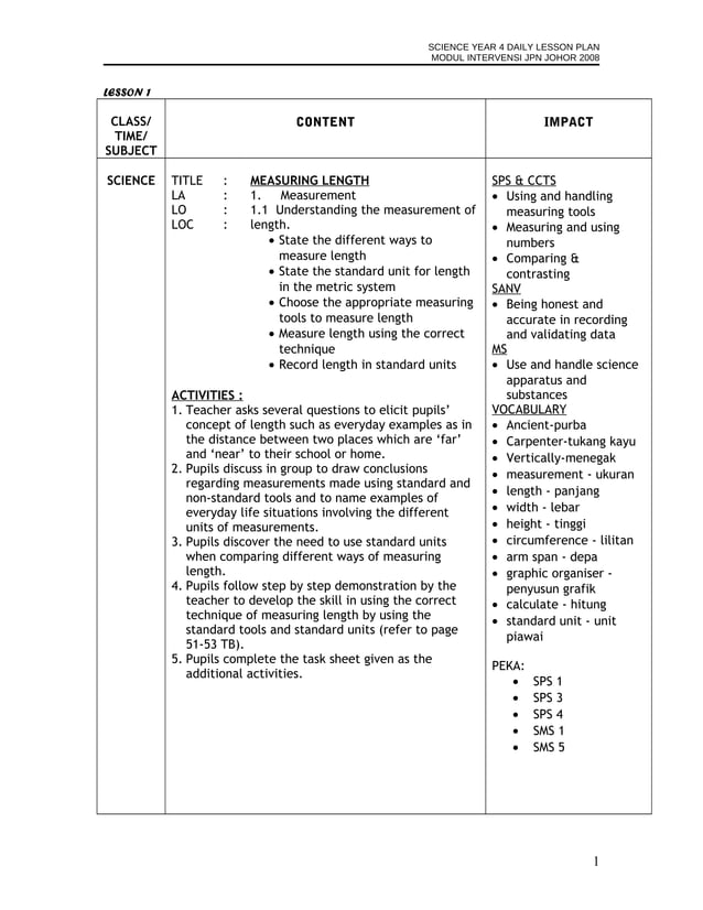 Daily lesson plan_year_4[1] | PDF