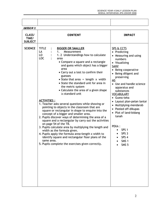Daily lesson plan_year_4[1] | PDF