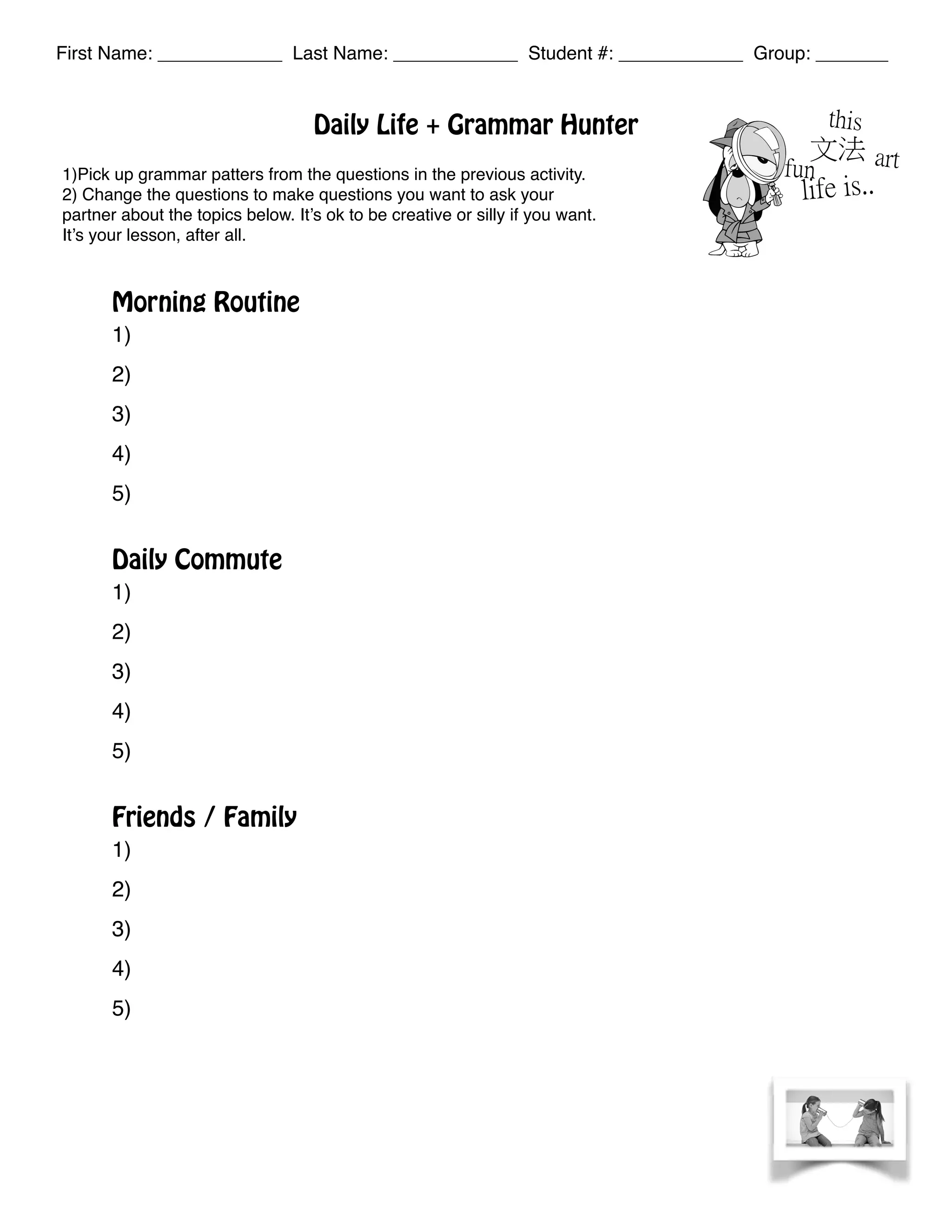 Daily life plus grammar hunter | PDF