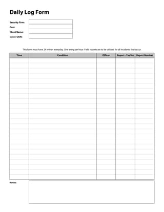 Daily log form_-_security_guard_use | PDF