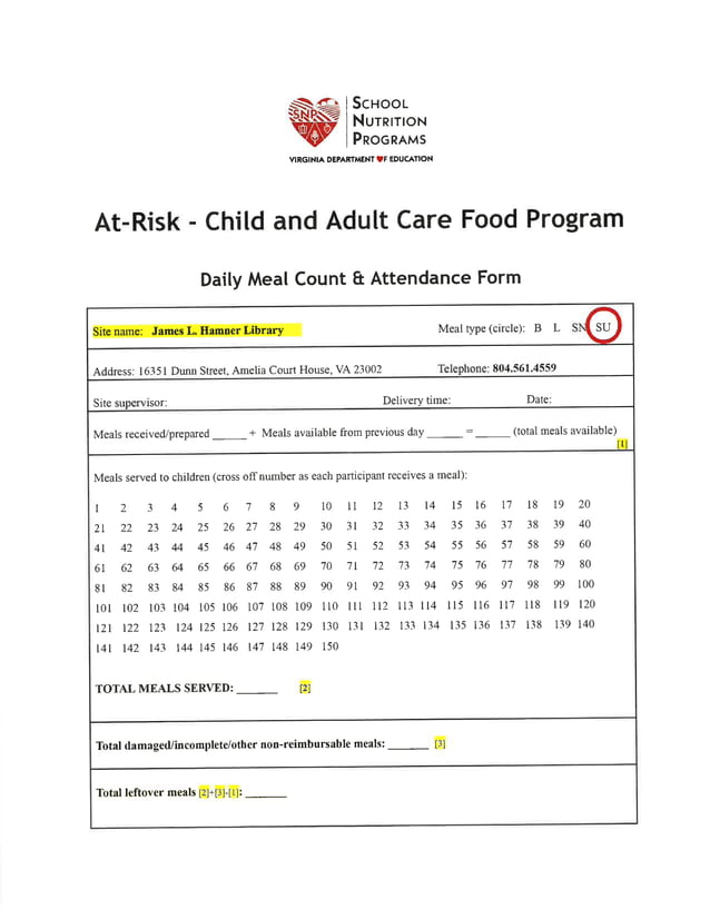 Big Talk From Small Libraries 2024: Afterschool Meals Program: Daily ...