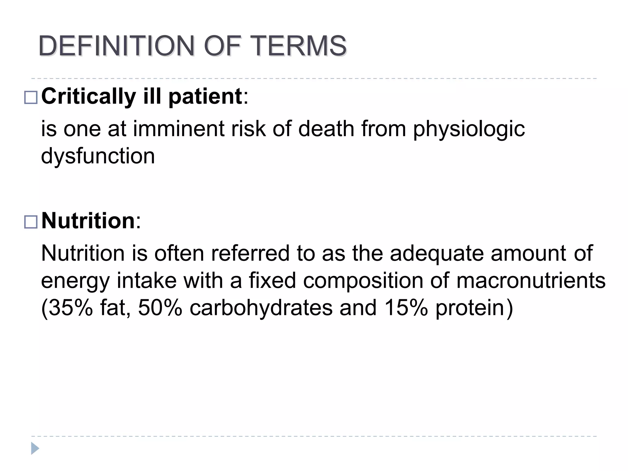 Daily minimum nutritional requirements of the critically ill | PDF ...