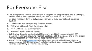 Daily Routine for MLM Reps | PPT | Free Download