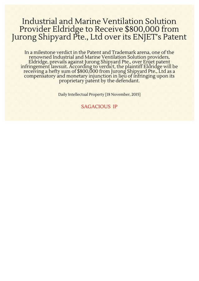 Industrial and Marine Ventilation Solution Provider Eldridge to Receive ...