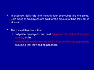 Daily Rate vs Monthly Rate on Manner of Payment of Workers | PPT