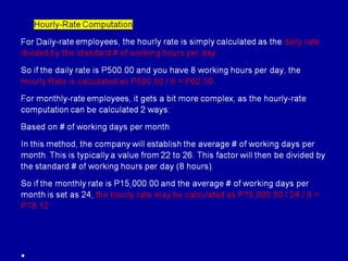 Daily Rate vs Monthly Rate on Manner of Payment of Workers | PPT