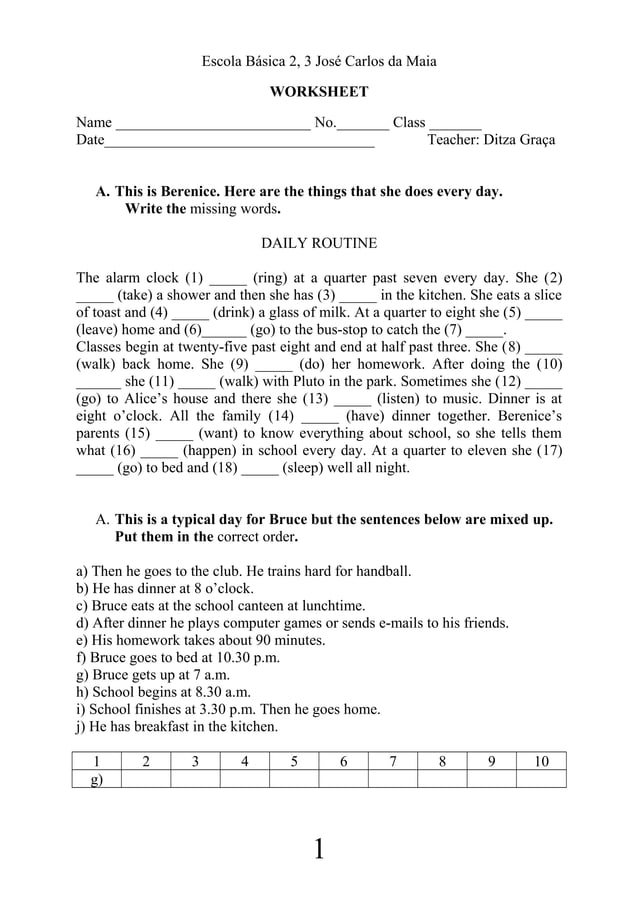 Daily routine | DOC | Homework and Study | Education