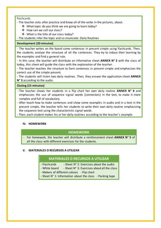 Daily routine session class | DOCX