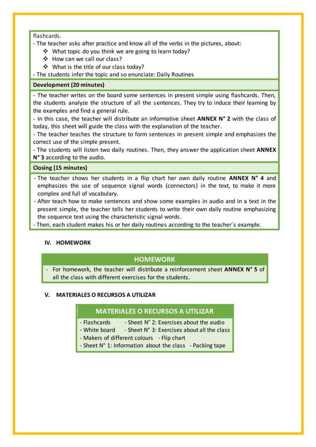 Daily routine session class | PDF