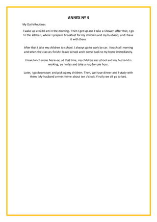 Daily routine session class | DOCX