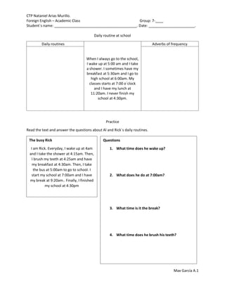 Daily routine 7 5 | PDF | Remote Working | Careers