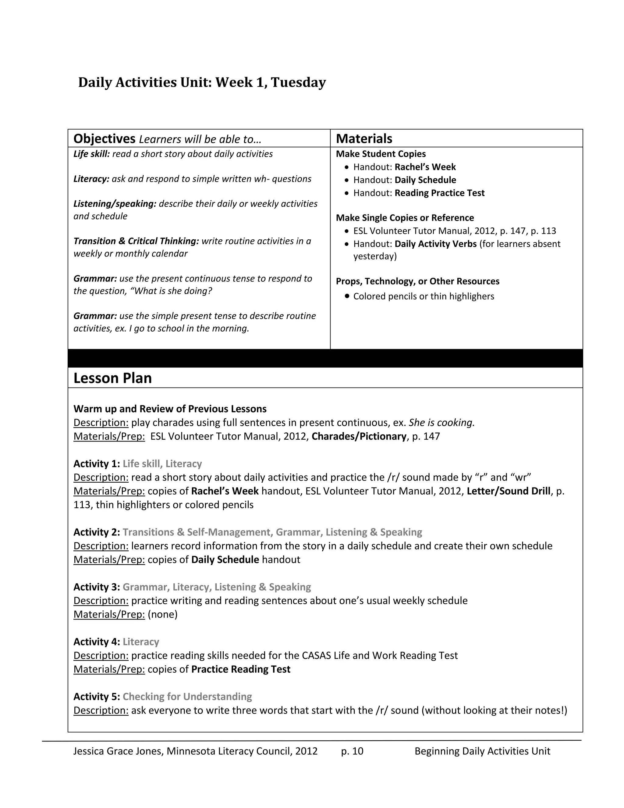 Daily routine activity | PDF