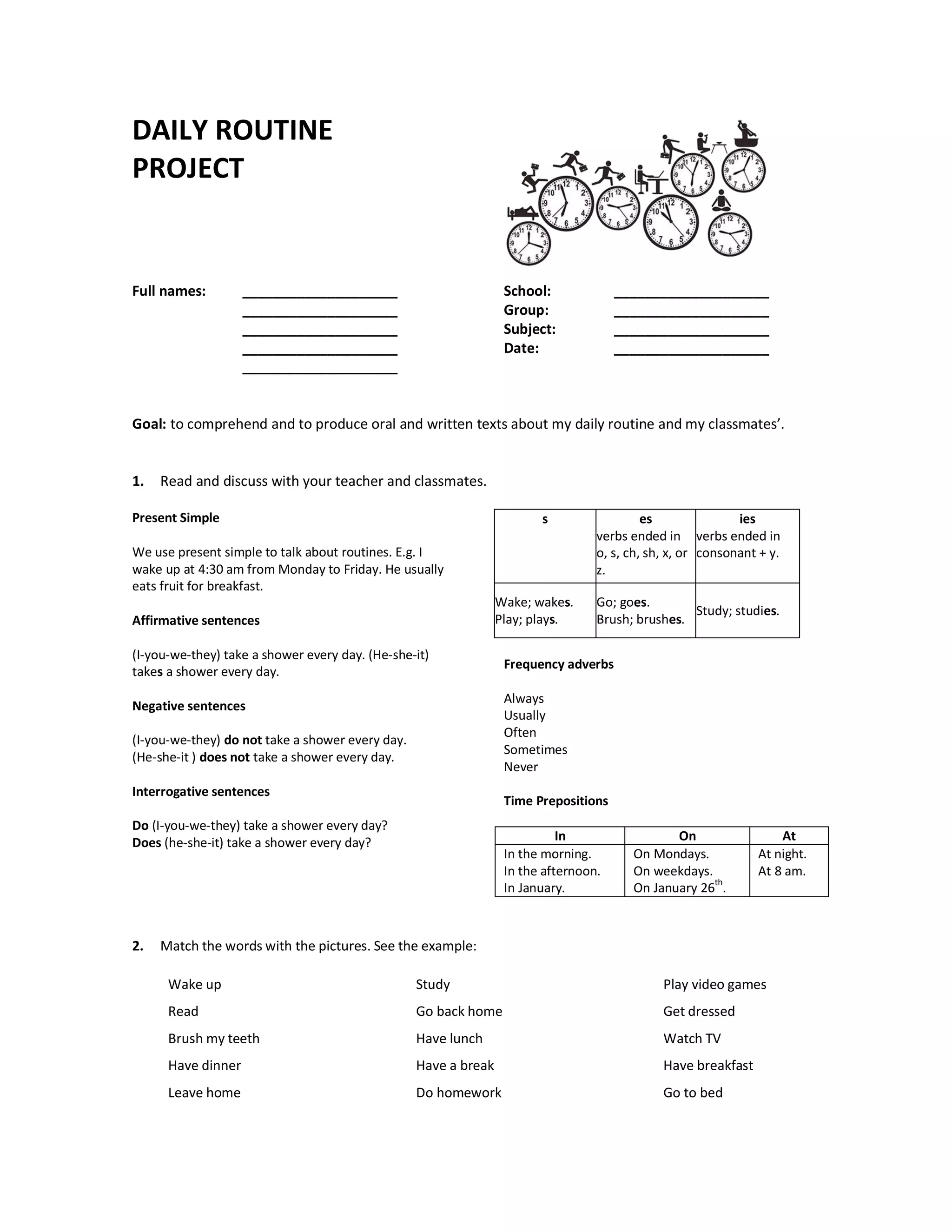 DAILY ROUTINE PROJECT | PDF