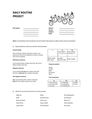 DAILY ROUTINE PROJECT | PDF