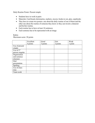 Daily routine rubric | DOC