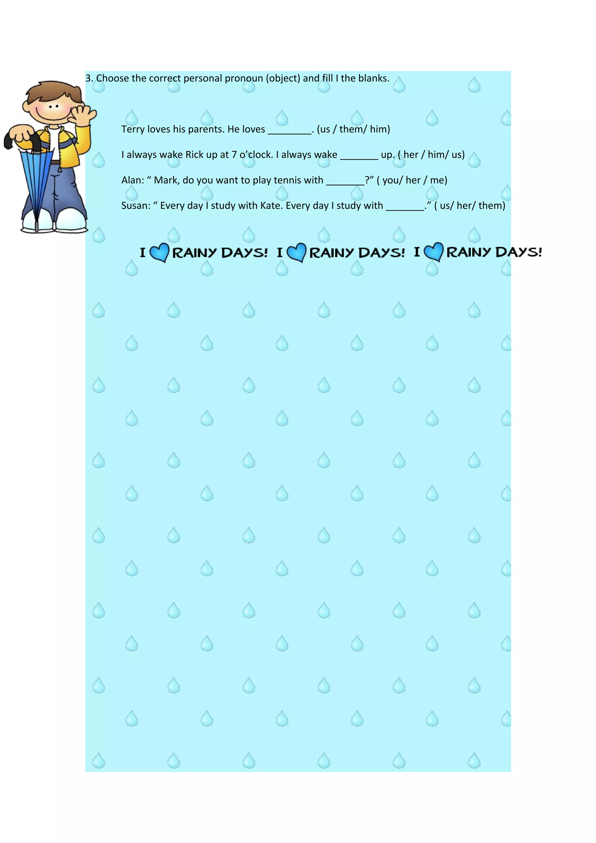 Daily routines wh questions personal pronouns | DOC