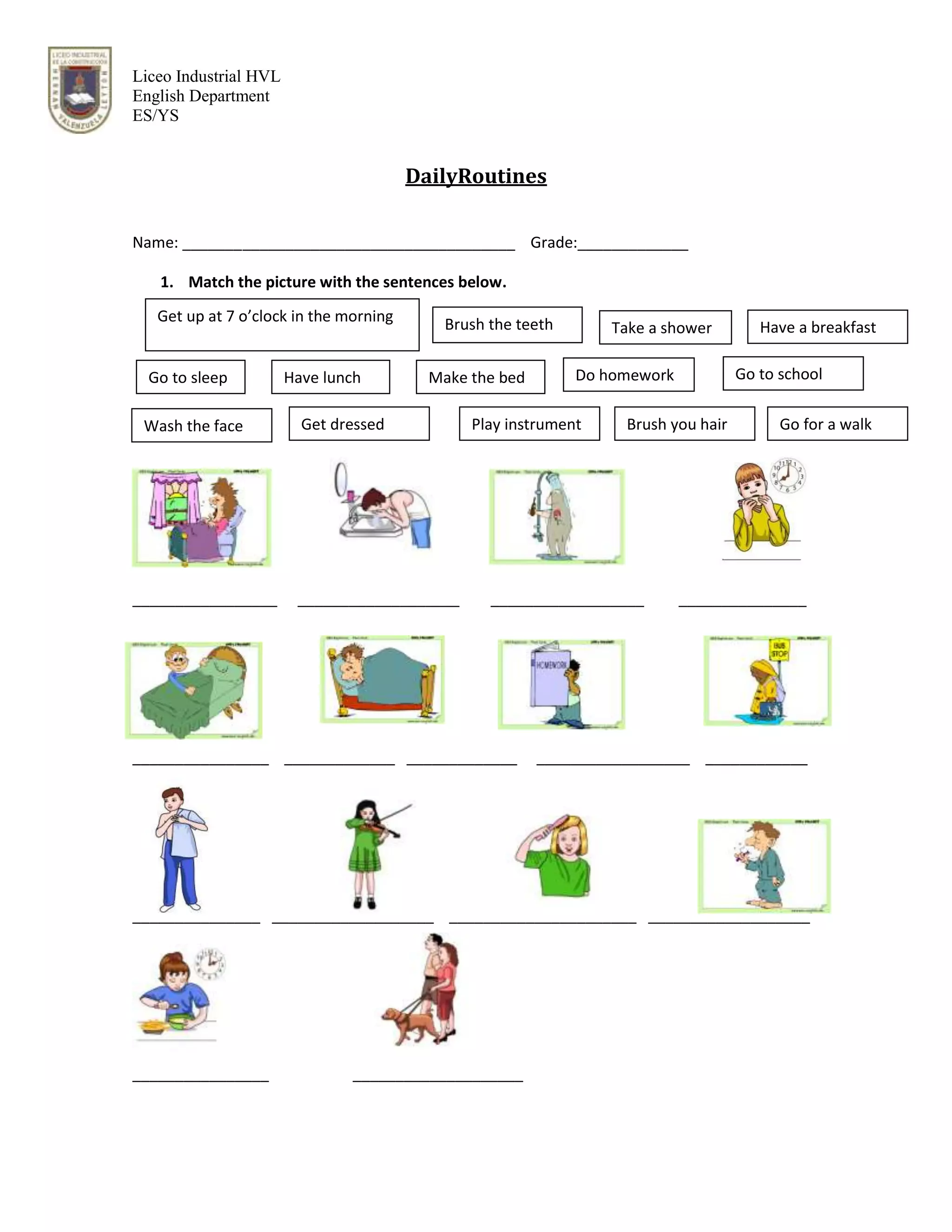 Daily routines worksheet | DOCX | Homework and Study | Education