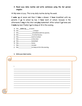 Daily routines worksheet | PDF