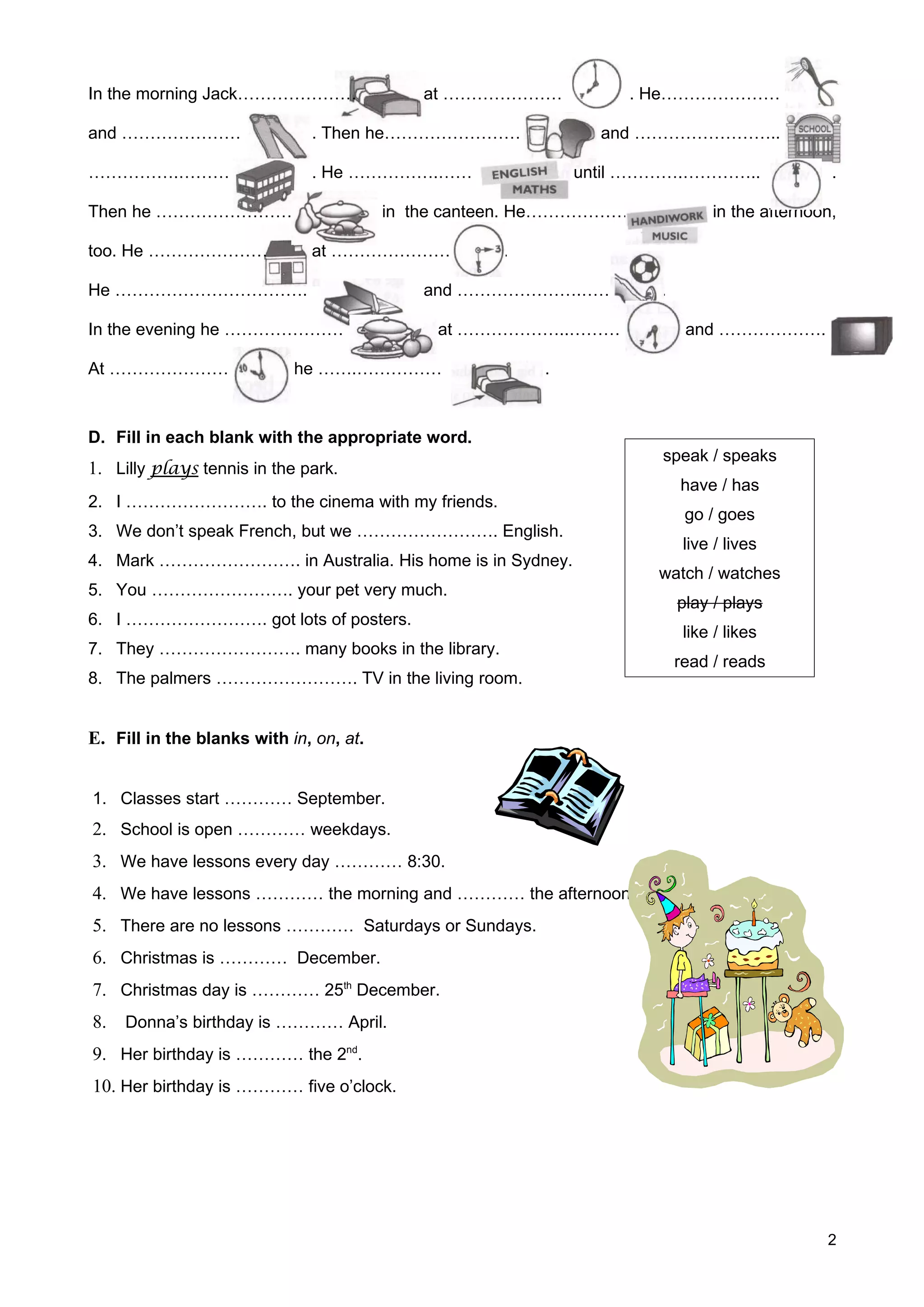 Daily routine + telling the time | DOC
