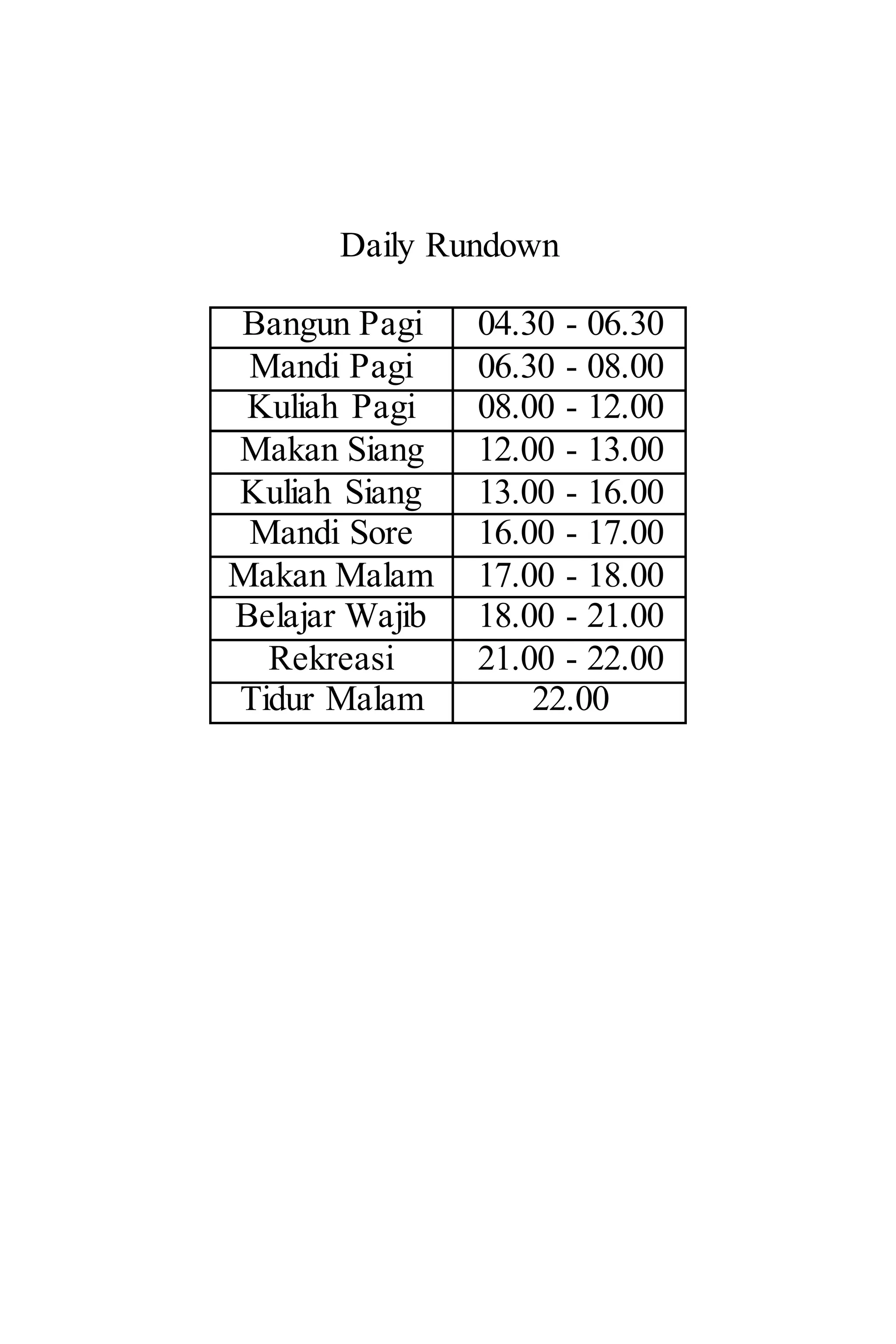 Daily rundown | DOCX