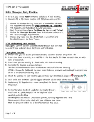 Daily Success routine for Sales Managers | PDF