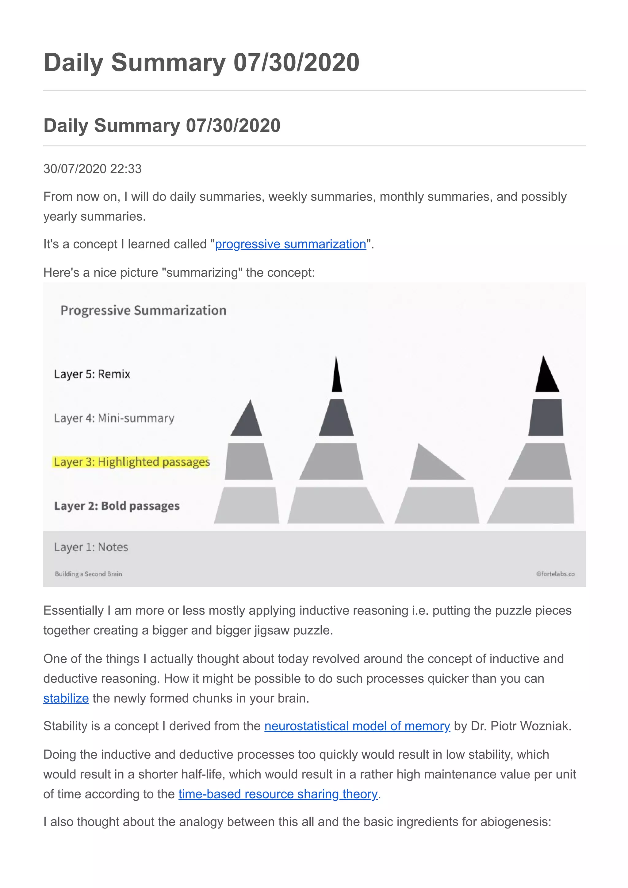 Progressive Summarization | PDF