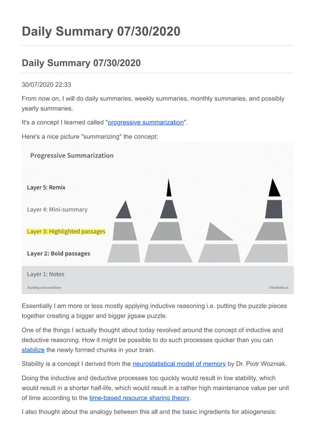 Progressive Summarization | PDF
