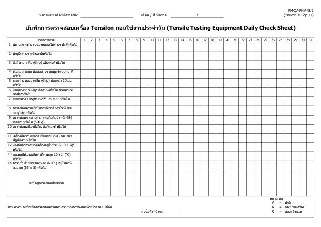 Daily tensilon mc checksheet