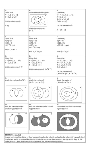 Daily test mathematics grade 7 sets part 2 | DOCX