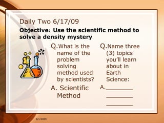 Intro to Earth Science Daily Twos | PPT