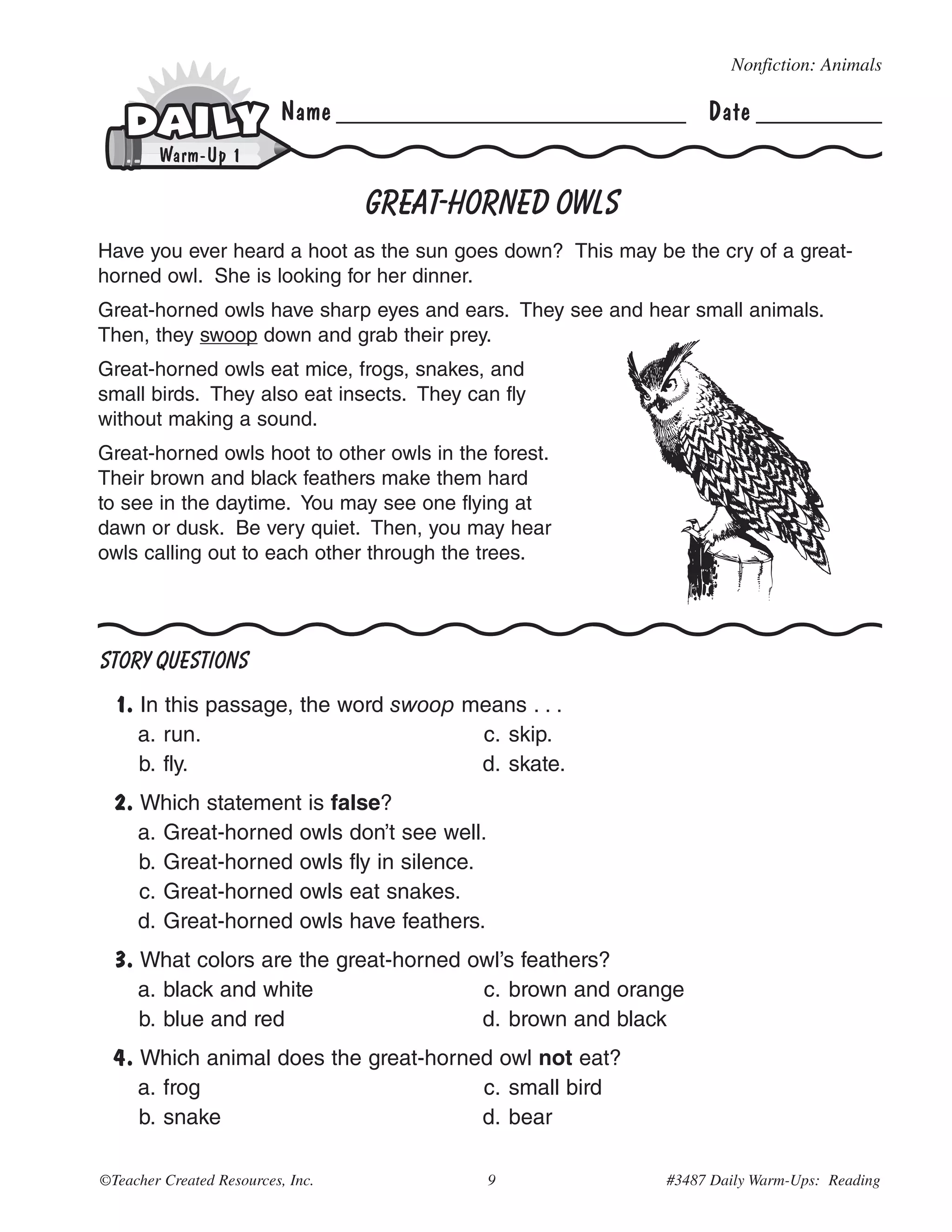Daily Warm-ups Reading Grade 1 | PDF