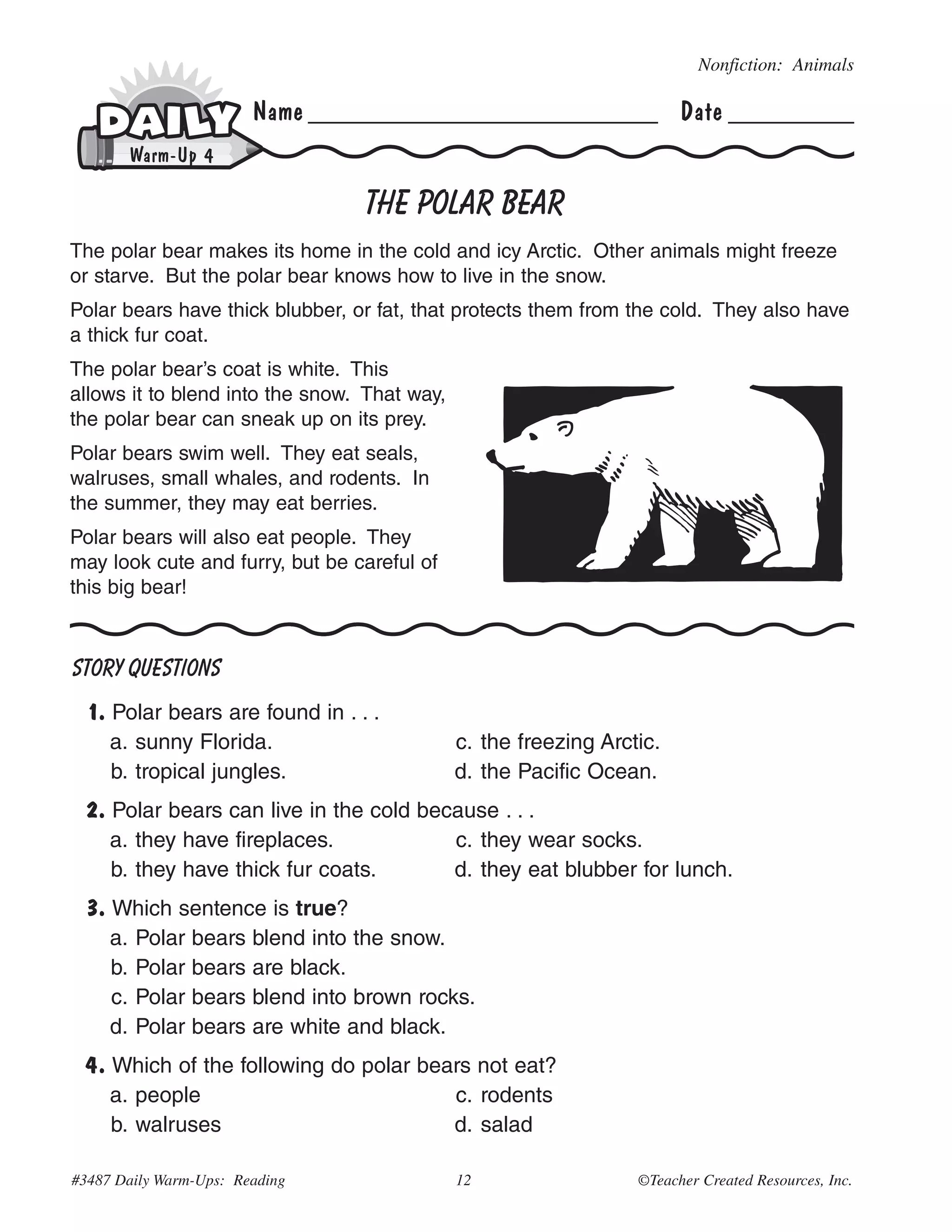 Daily Warm-ups Reading Grade 1 | PDF