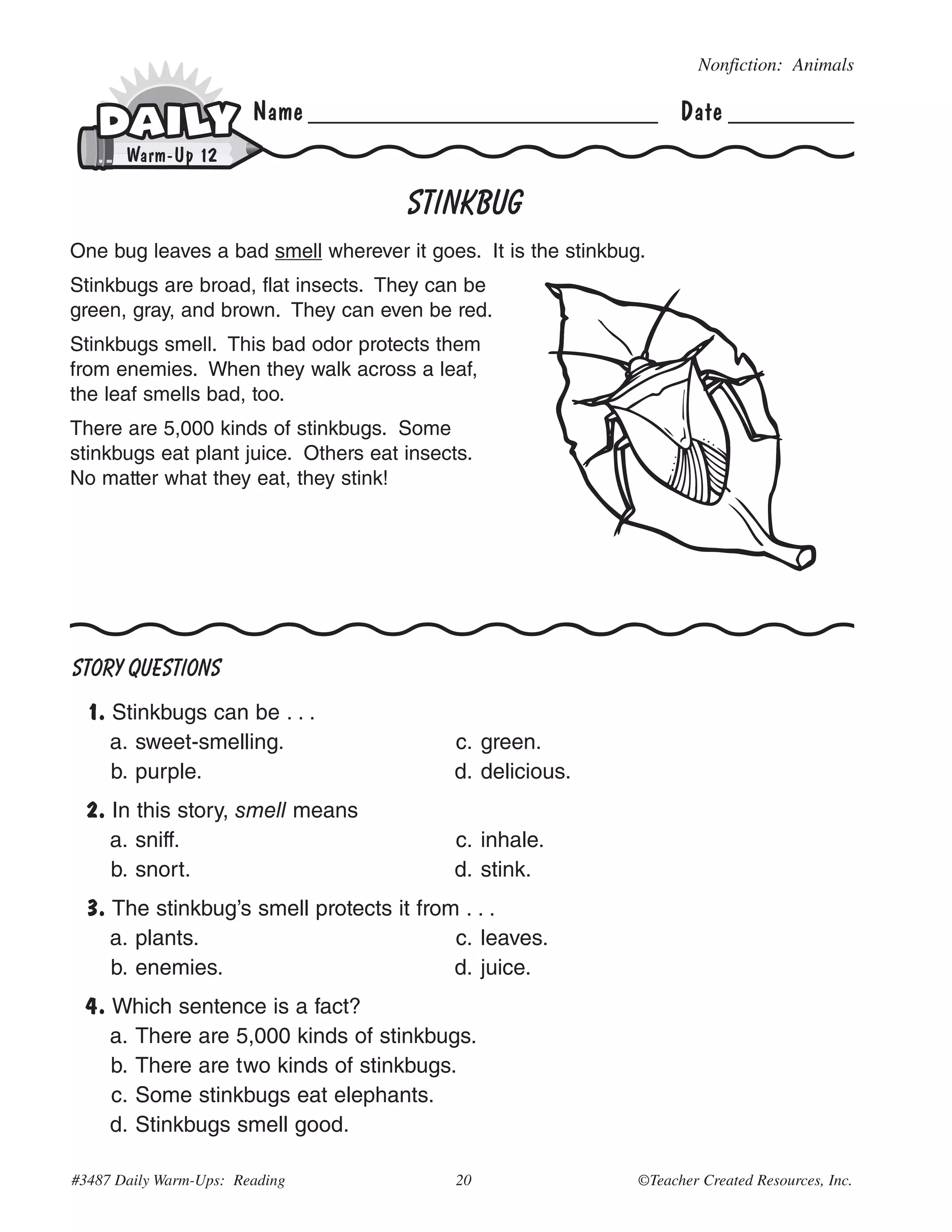 Daily Warm-ups Reading Grade 1 | PDF