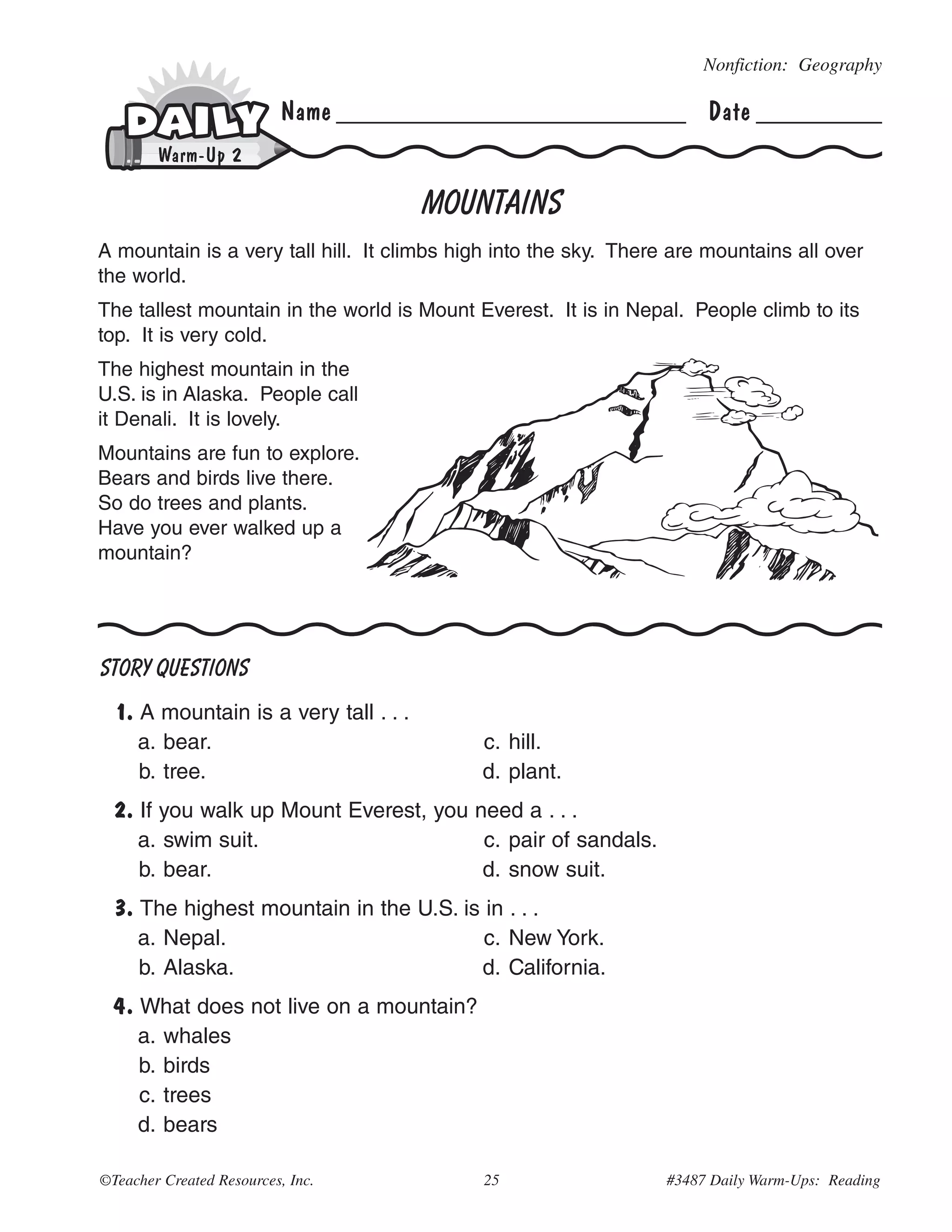 Daily Warm-ups Reading Grade 1 | PDF