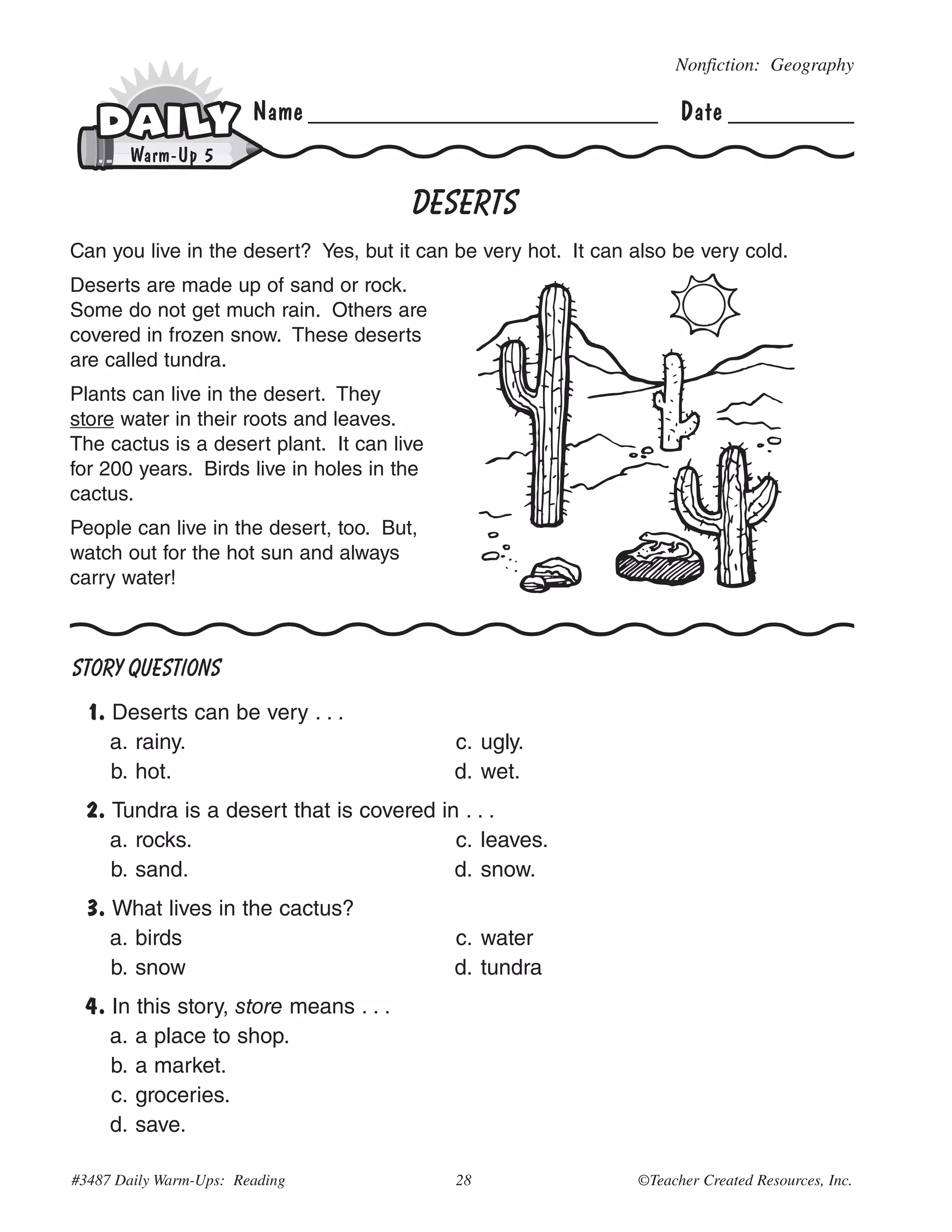Daily Warm-ups Reading Grade 1 | PDF