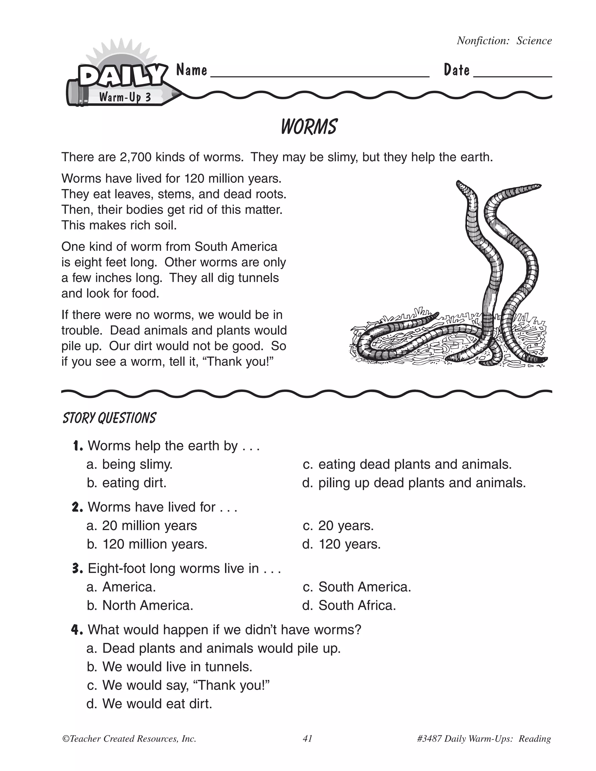 Daily Warm-ups Reading Grade 1 | PDF