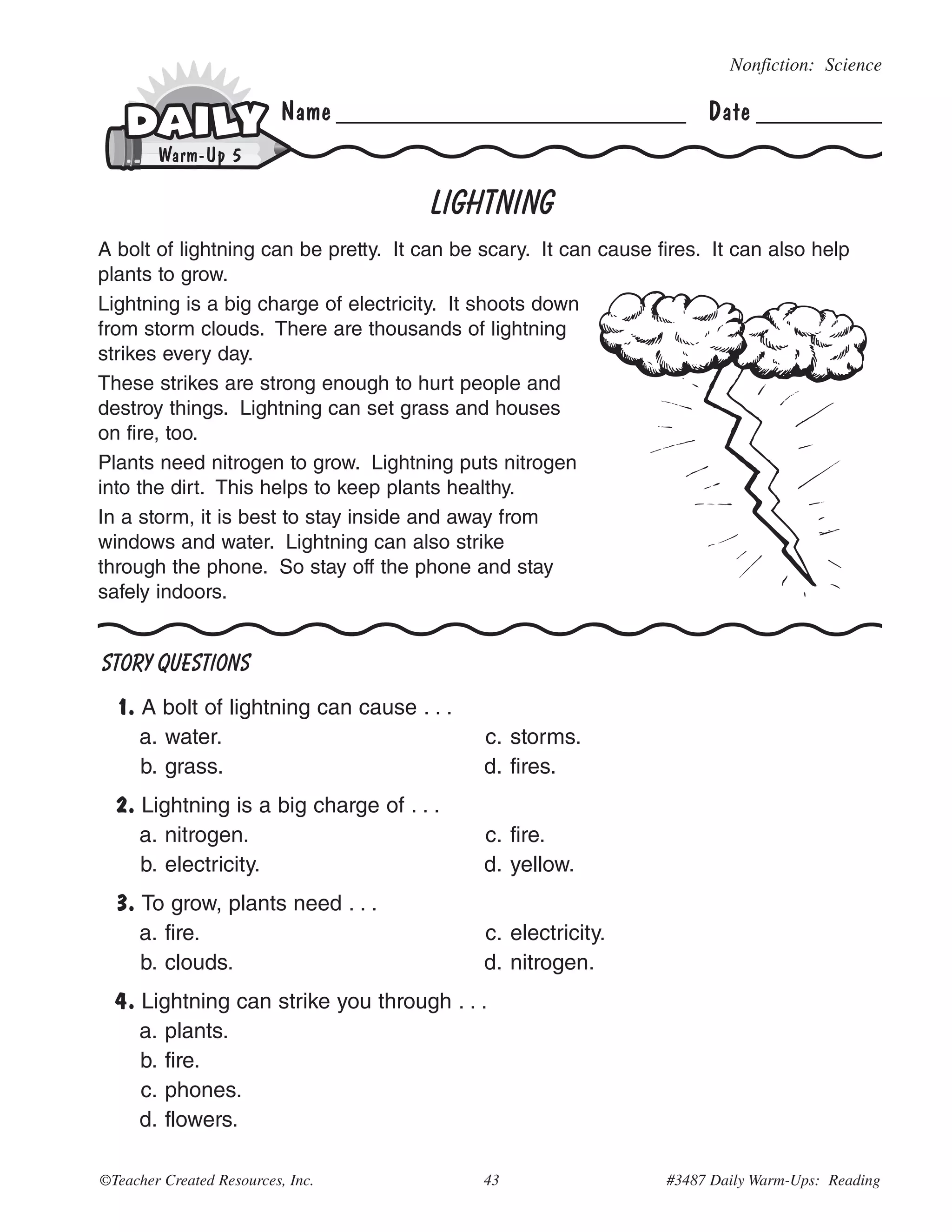 Daily Warm-ups Reading Grade 1 | PDF