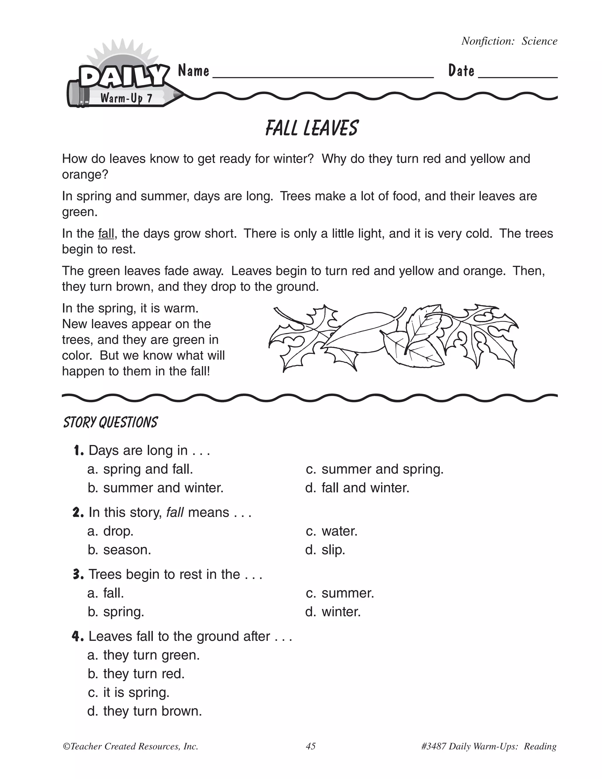 Daily Warm-ups Reading Grade 1 | PDF