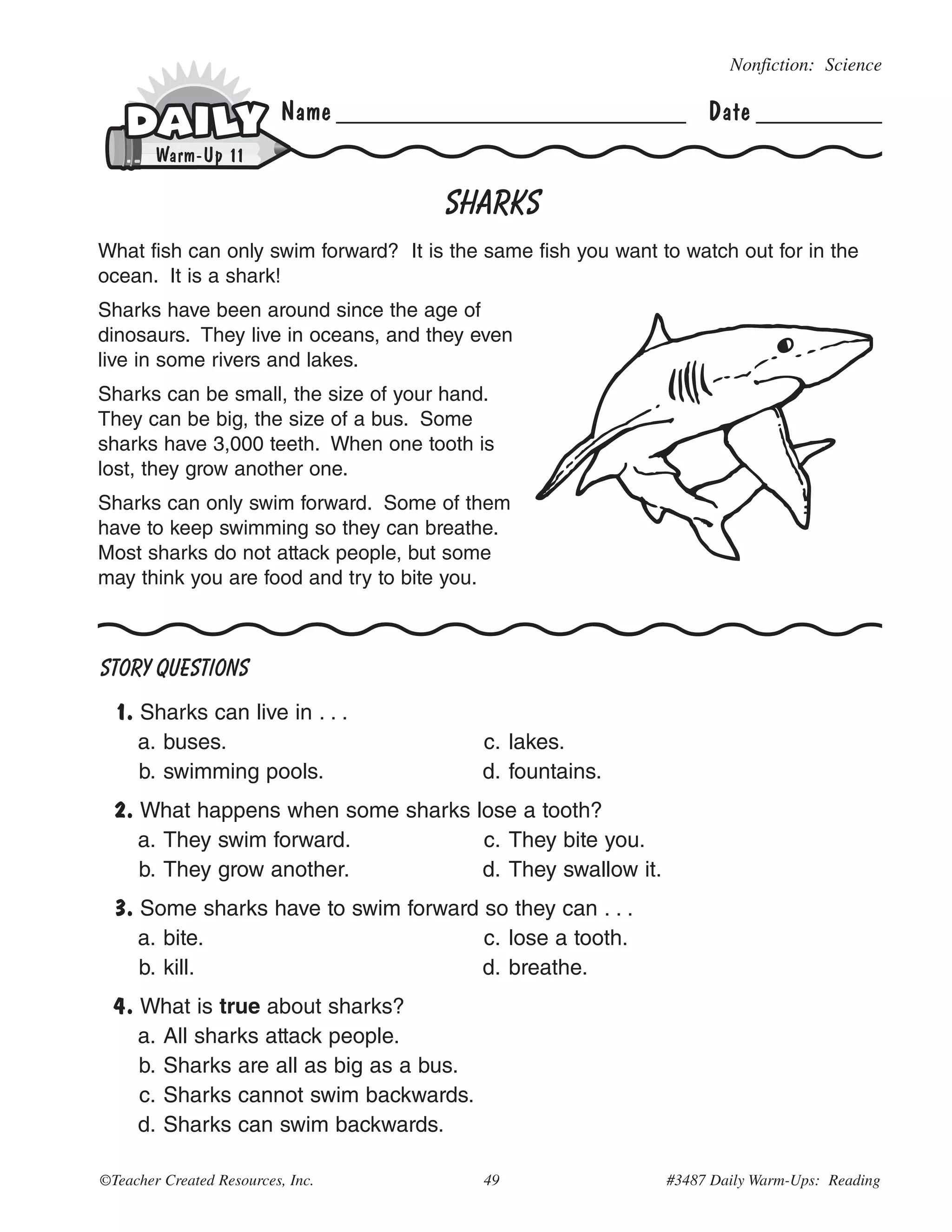 Daily Warm-ups Reading Grade 1 | PDF