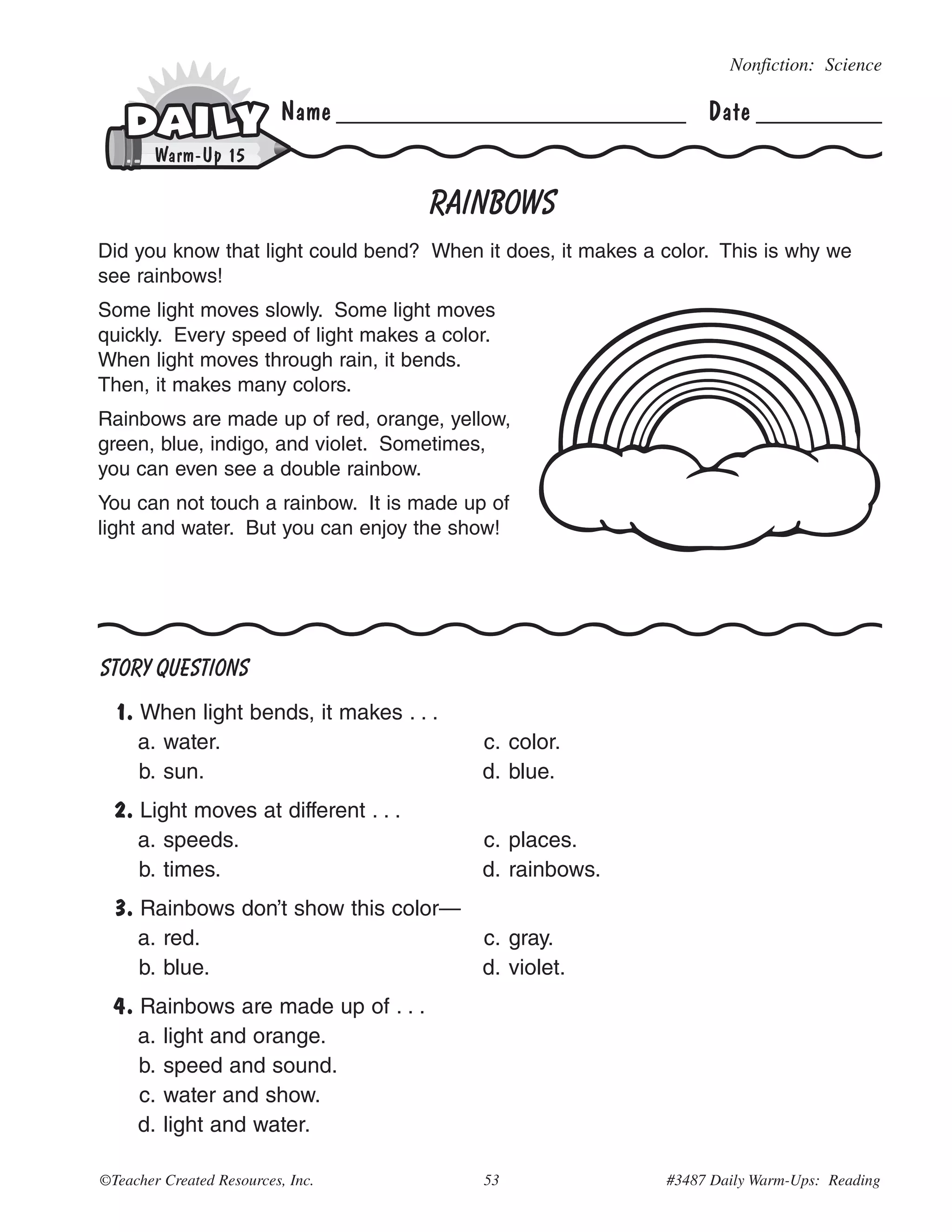 Daily Warm-ups Reading Grade 1 | PDF