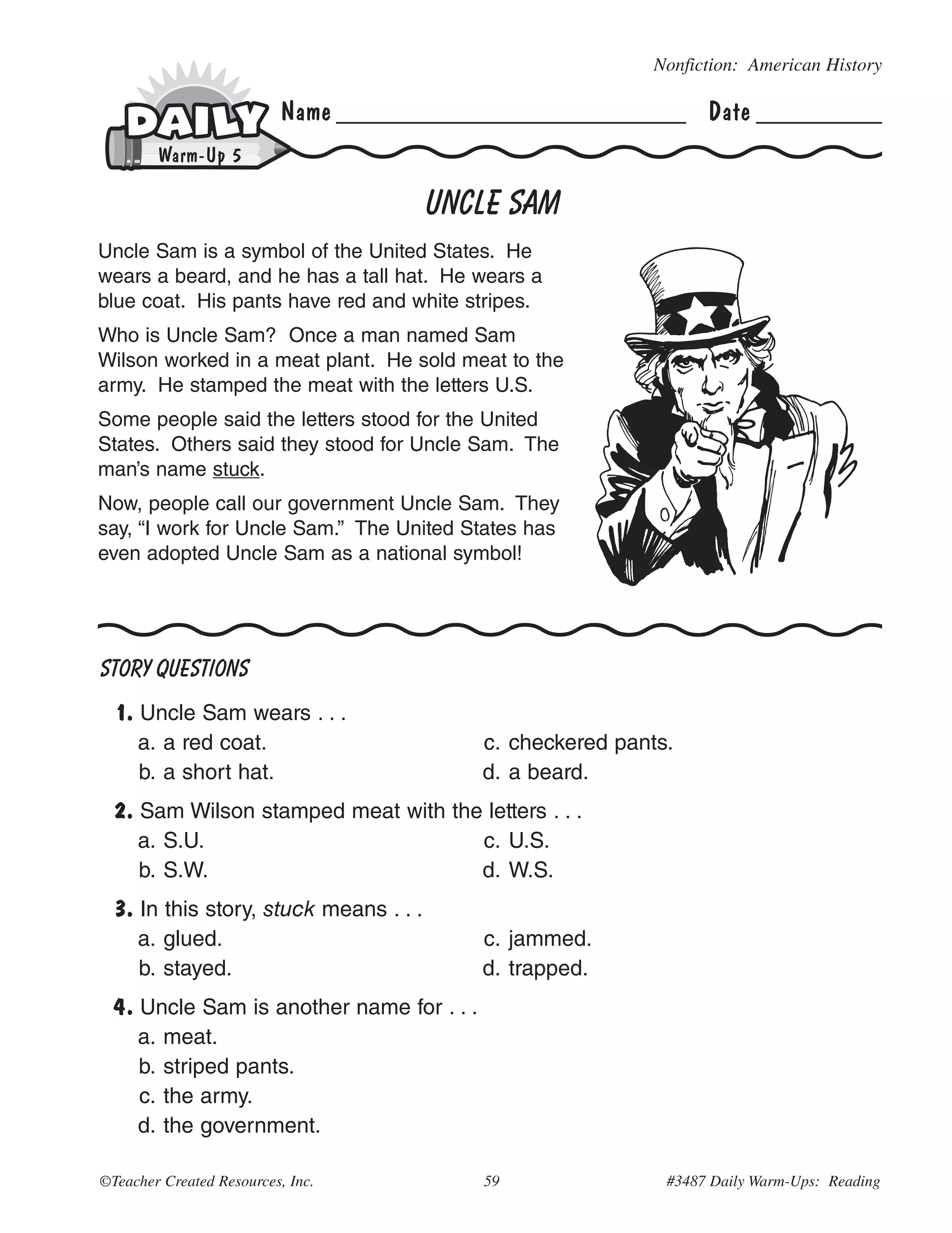 Daily Warm-ups Reading Grade 1 | PDF