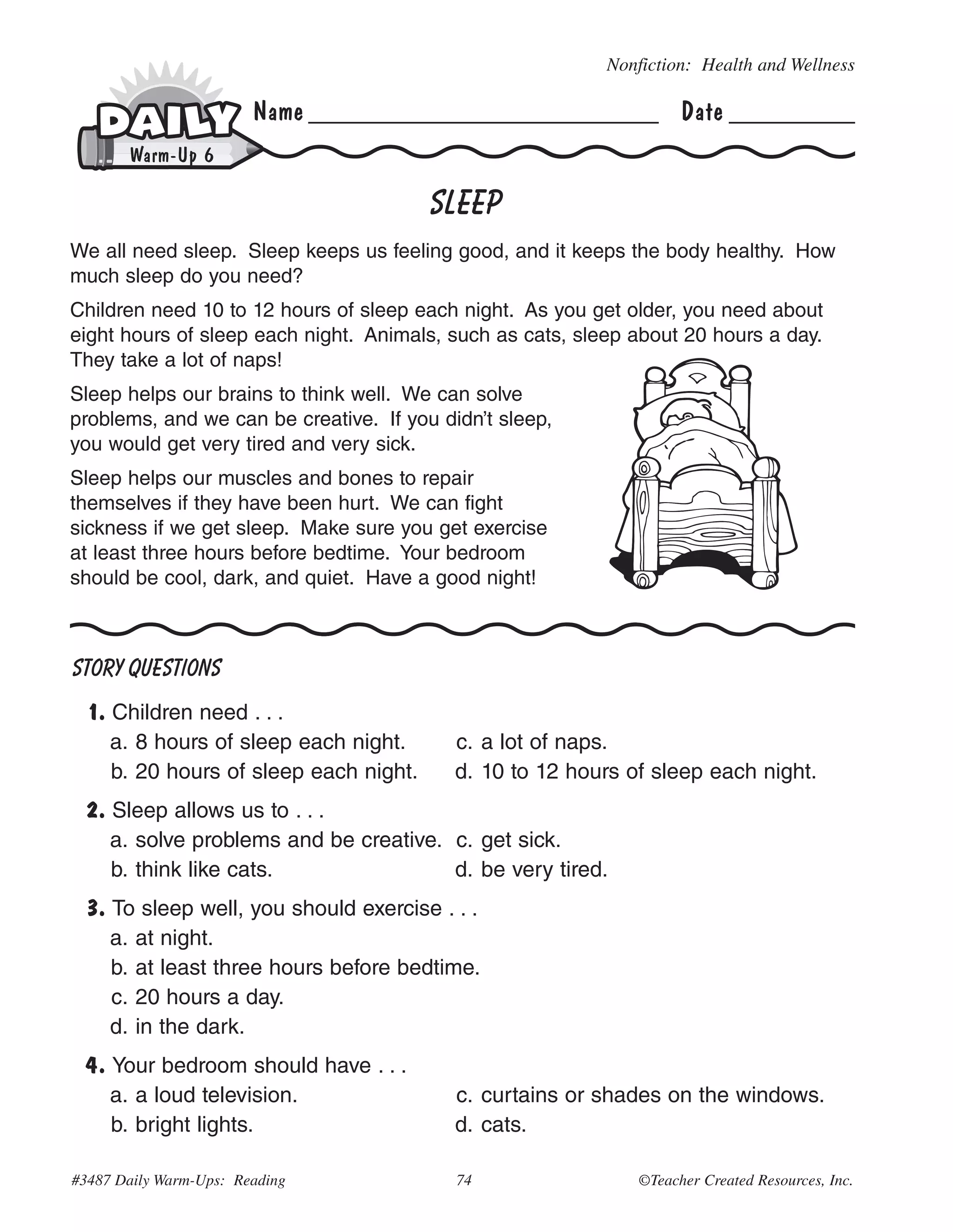 Daily Warm-ups Reading Grade 1 | PDF