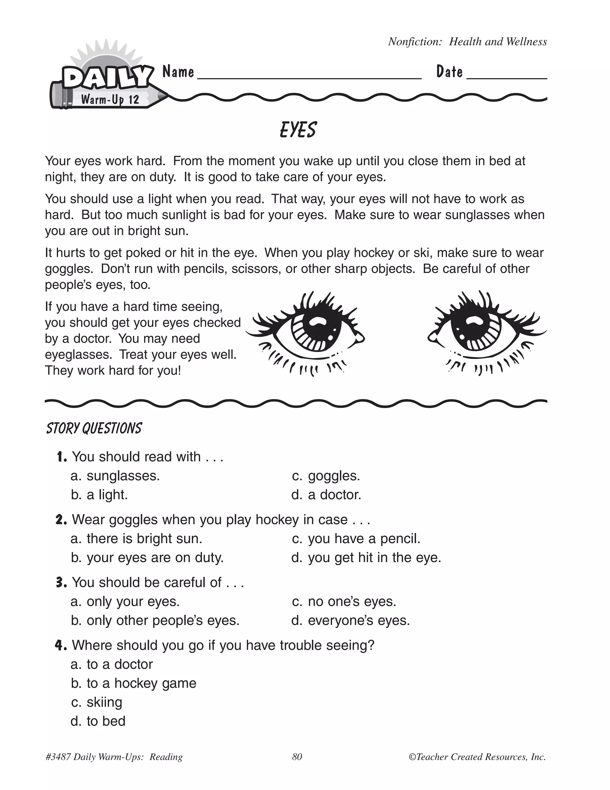 Daily Warm-ups Reading Grade 1 | PDF